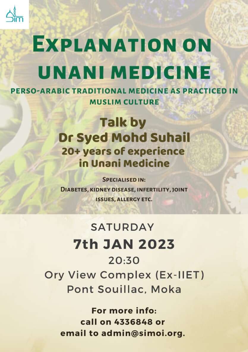 Explanation on Unani Medicine – Société Islamique de Maurice